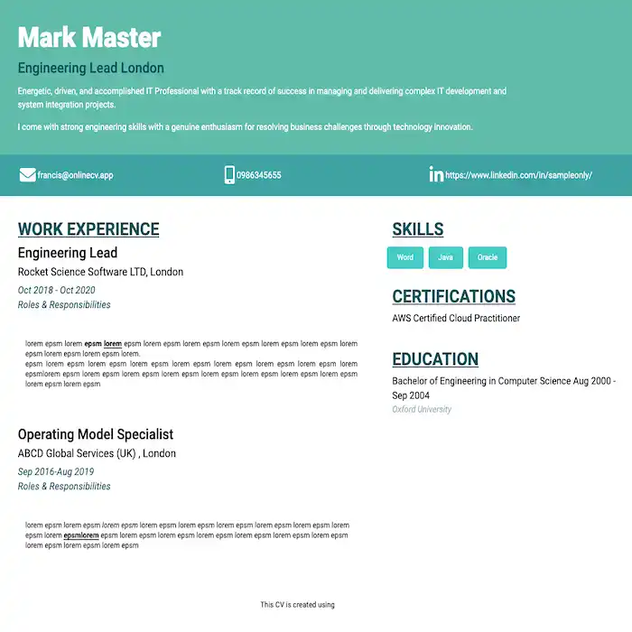 OnlineCV: Online CV Builder & Professional Resume Maker