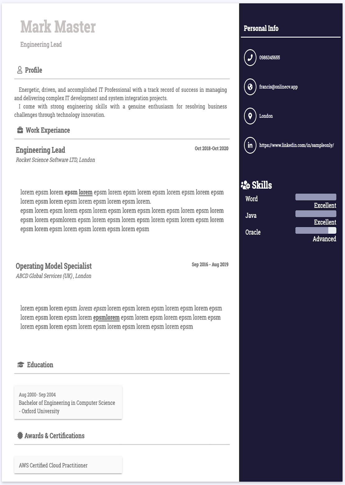 OnlineCV: Online CV Builder & Professional Resume Maker